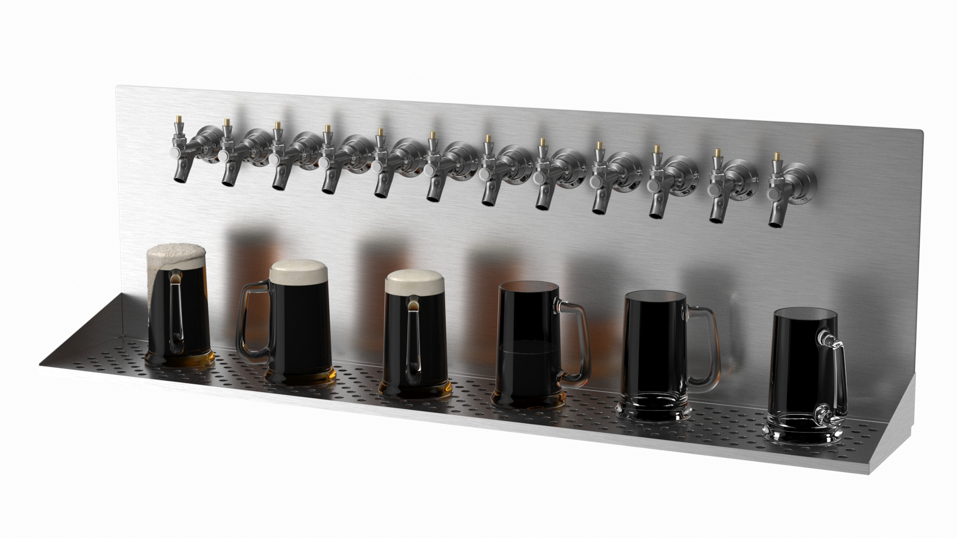 3D Wall Mount Beer Dispenser 12 Faucet With Beer Mugs - TurboSquid 1777902