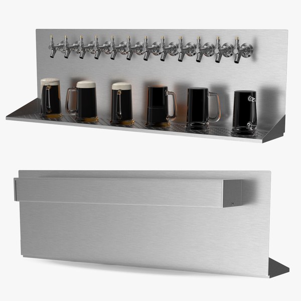 3D Wall Mount Beer Dispenser 12 Faucet with Beer Mugs - TurboSquid 1777902