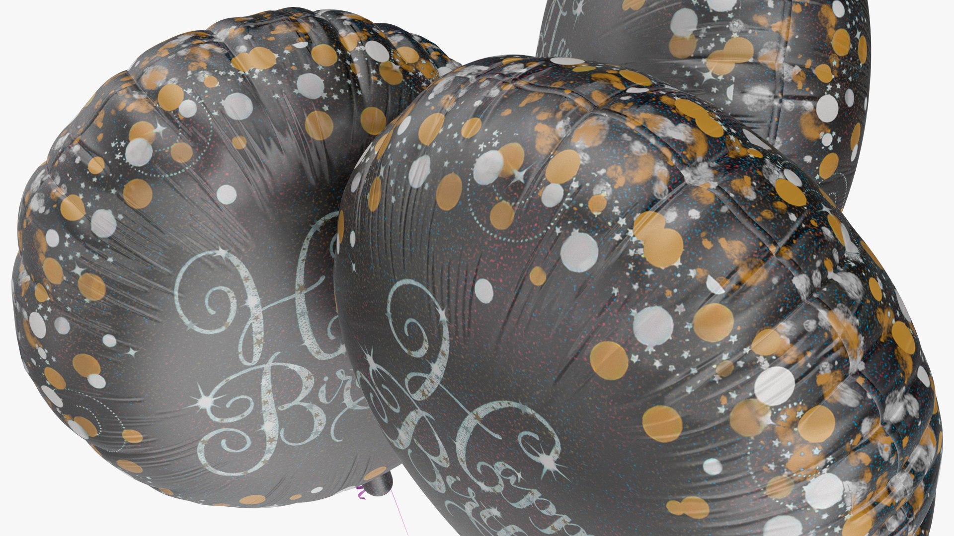3D Model Three Happy Birthday Balloons - TurboSquid 2078130