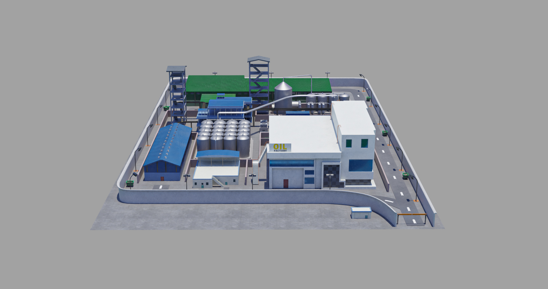 3D model Factory Warehouse Exterior and Interior GameReady with PBR ...