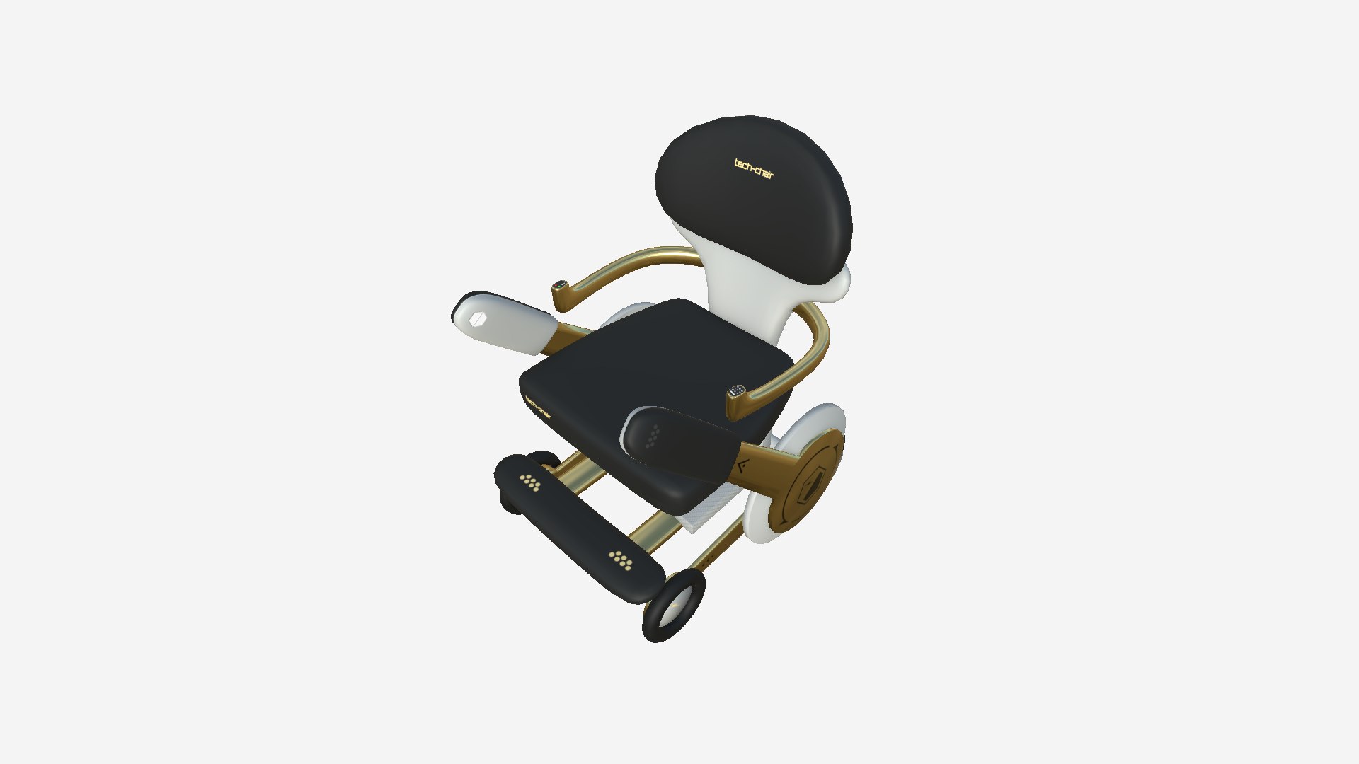 Tech Wheelchair B06 Black Gold - Disability Character Design 3D ...