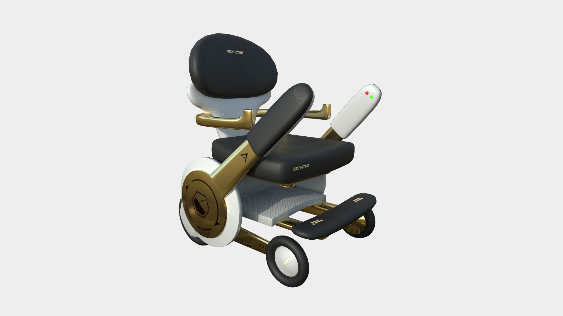 Tech Wheelchair B06 Black Gold - Disability Character Design 3D ...