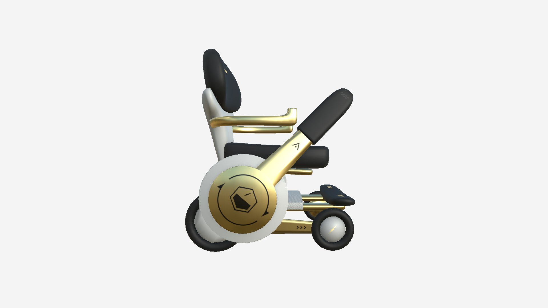 Tech Wheelchair B06 Black Gold - Disability Character Design 3D ...