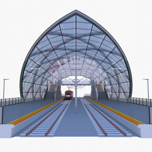 modelo 3d Railway station with train II - TurboSquid 2035613