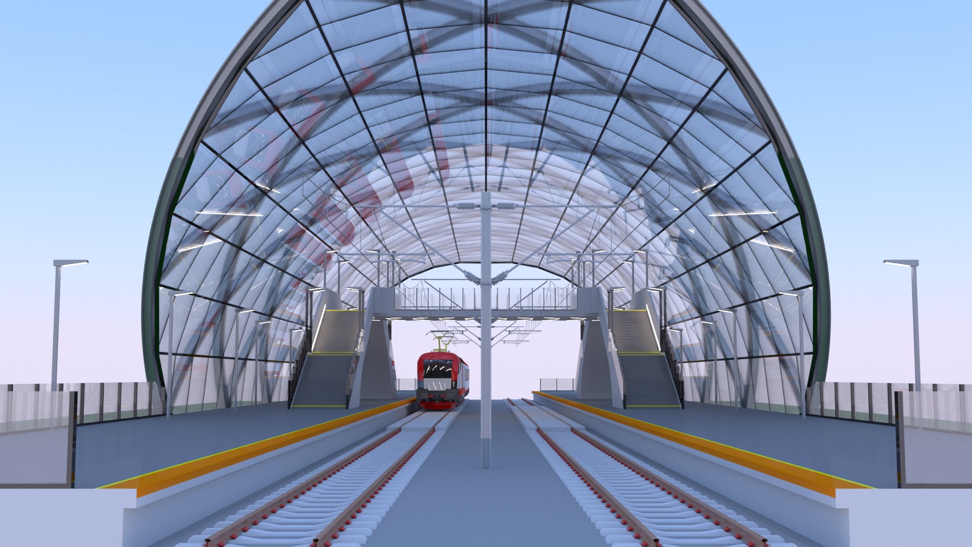 Railway Station With Train II 3D Model - TurboSquid 2035613