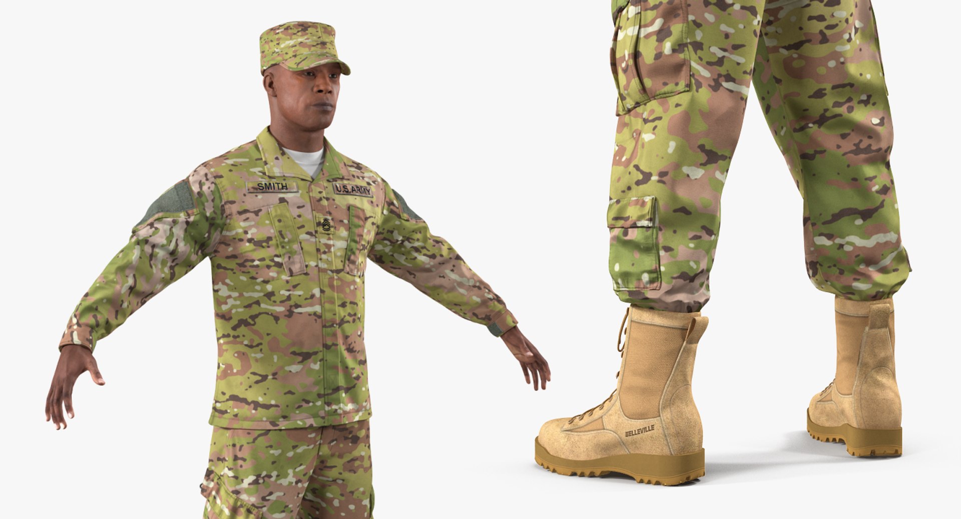 3D Model Army Soldier Camouflage T-pose - TurboSquid 1413045