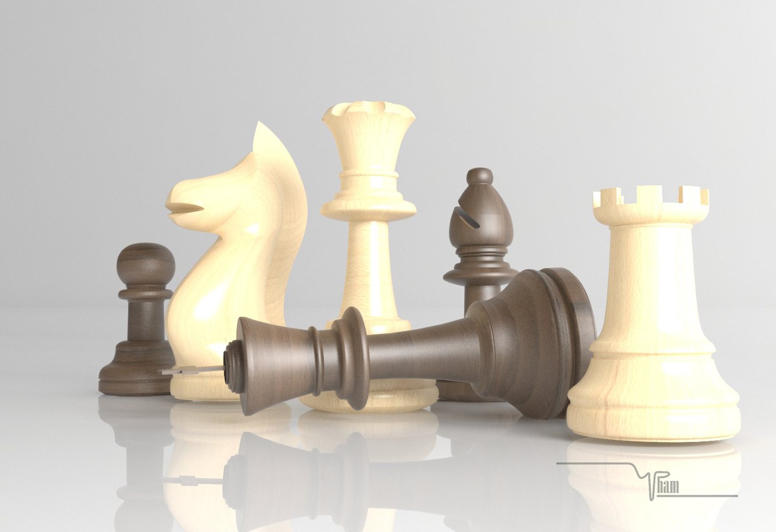 3d Model Wooden Chess Set