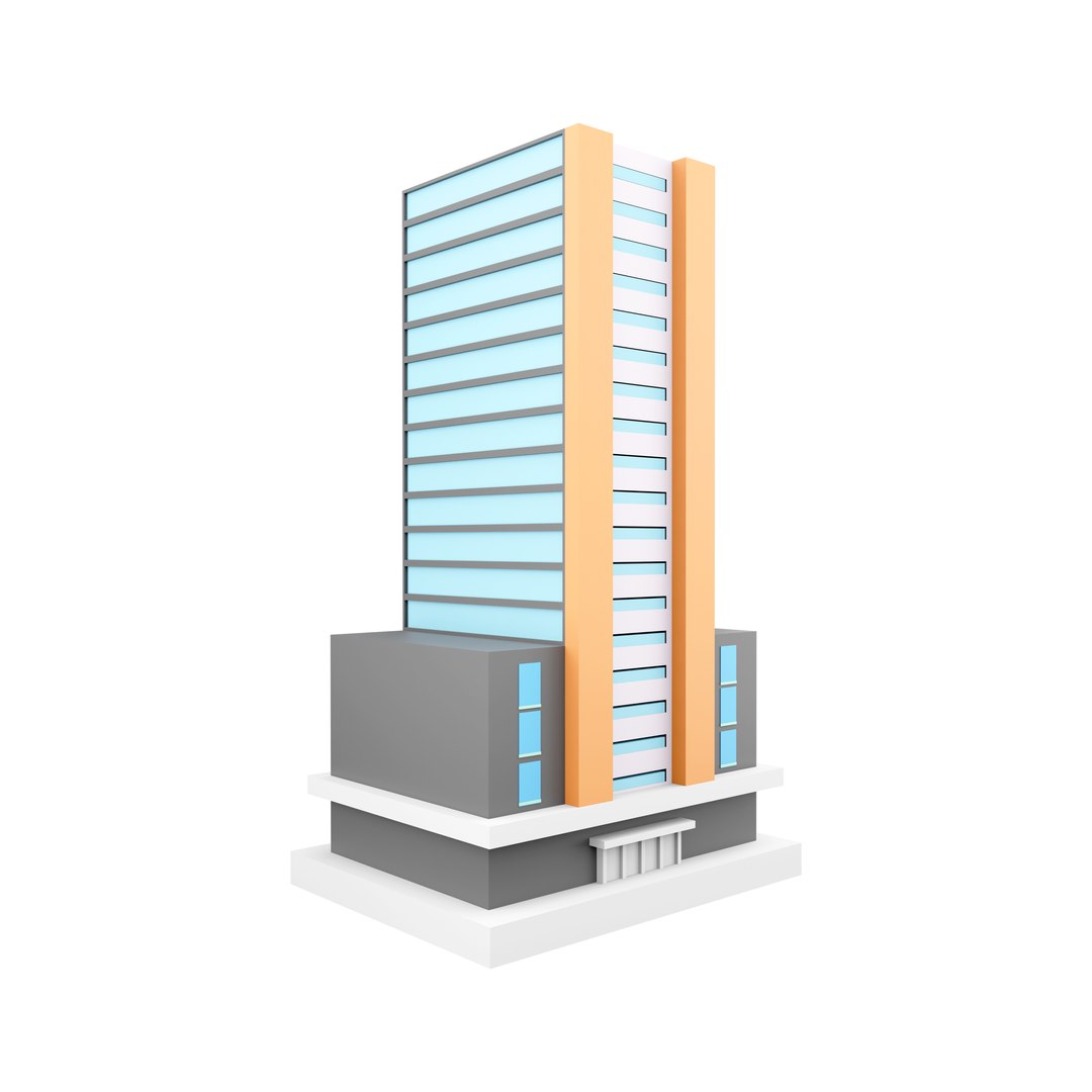 3d Building With Two Orange Lines Around The Edges Icon Model ...