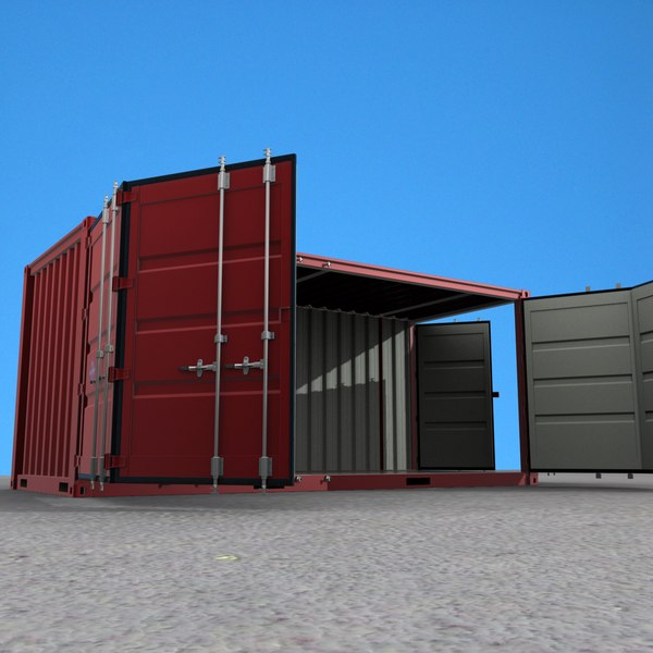 3d iso open shipping container