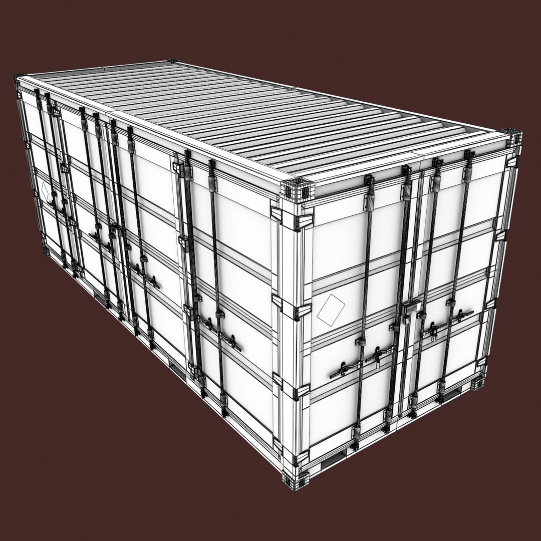 3d Iso Open Shipping Container