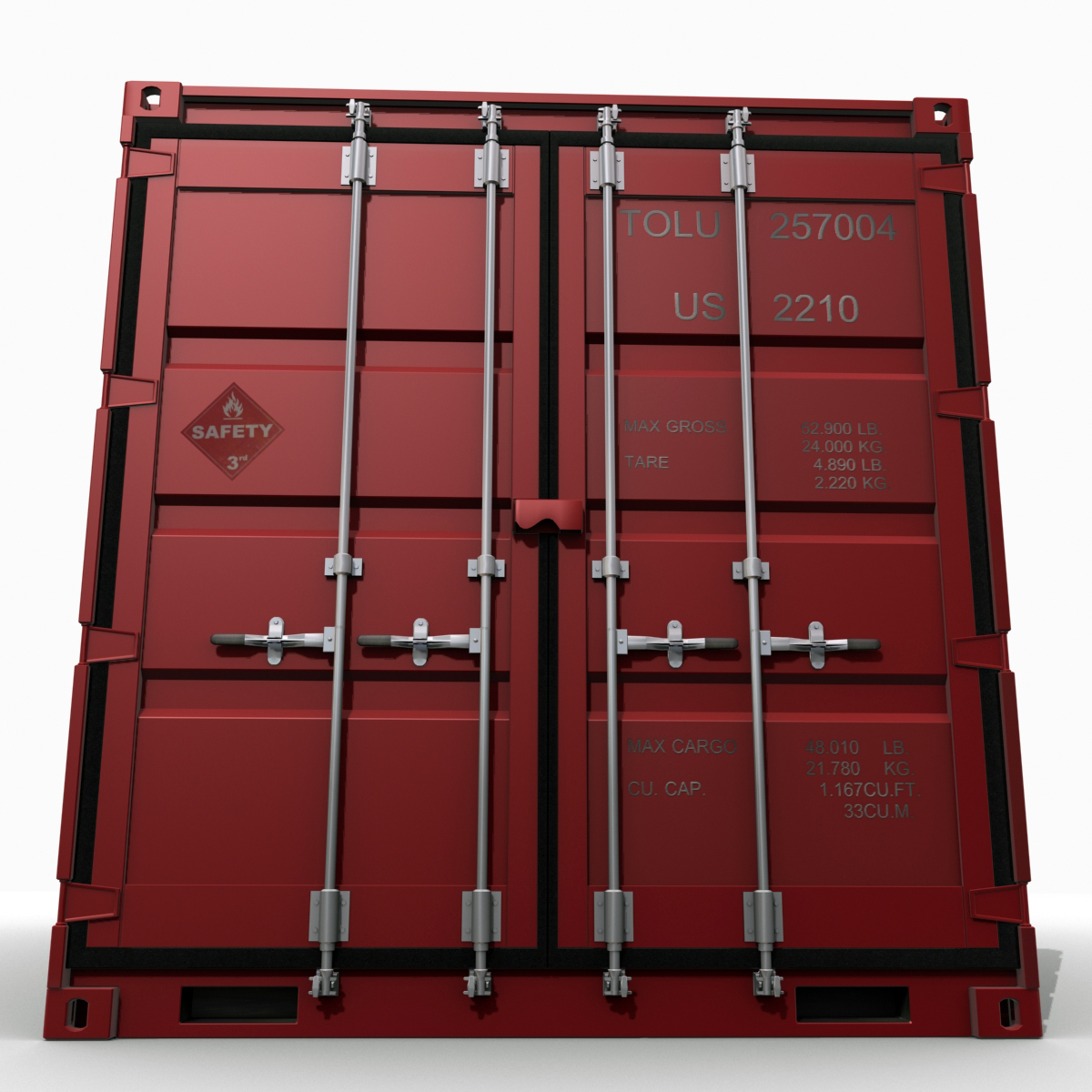 3d iso open shipping container