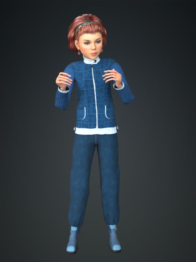 Realistic Rigged Little Style Girl-Sandy Character 3D Model 3D Model ...