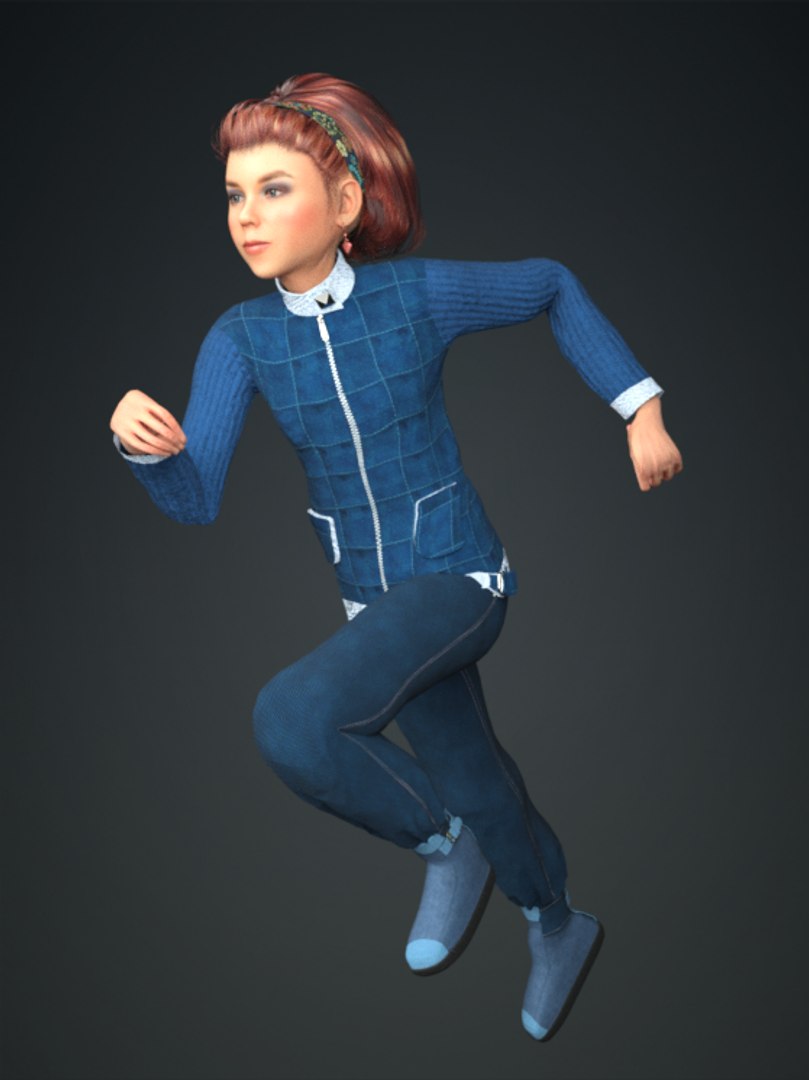 Realistic Rigged Little Style Girl-Sandy Character 3D Model 3D Model ...
