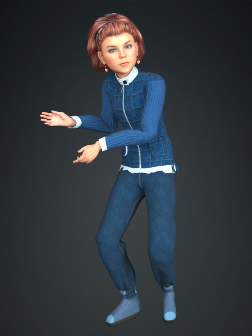 Realistic Rigged Little Style Girl-Sandy Character 3D Model 3D Model ...