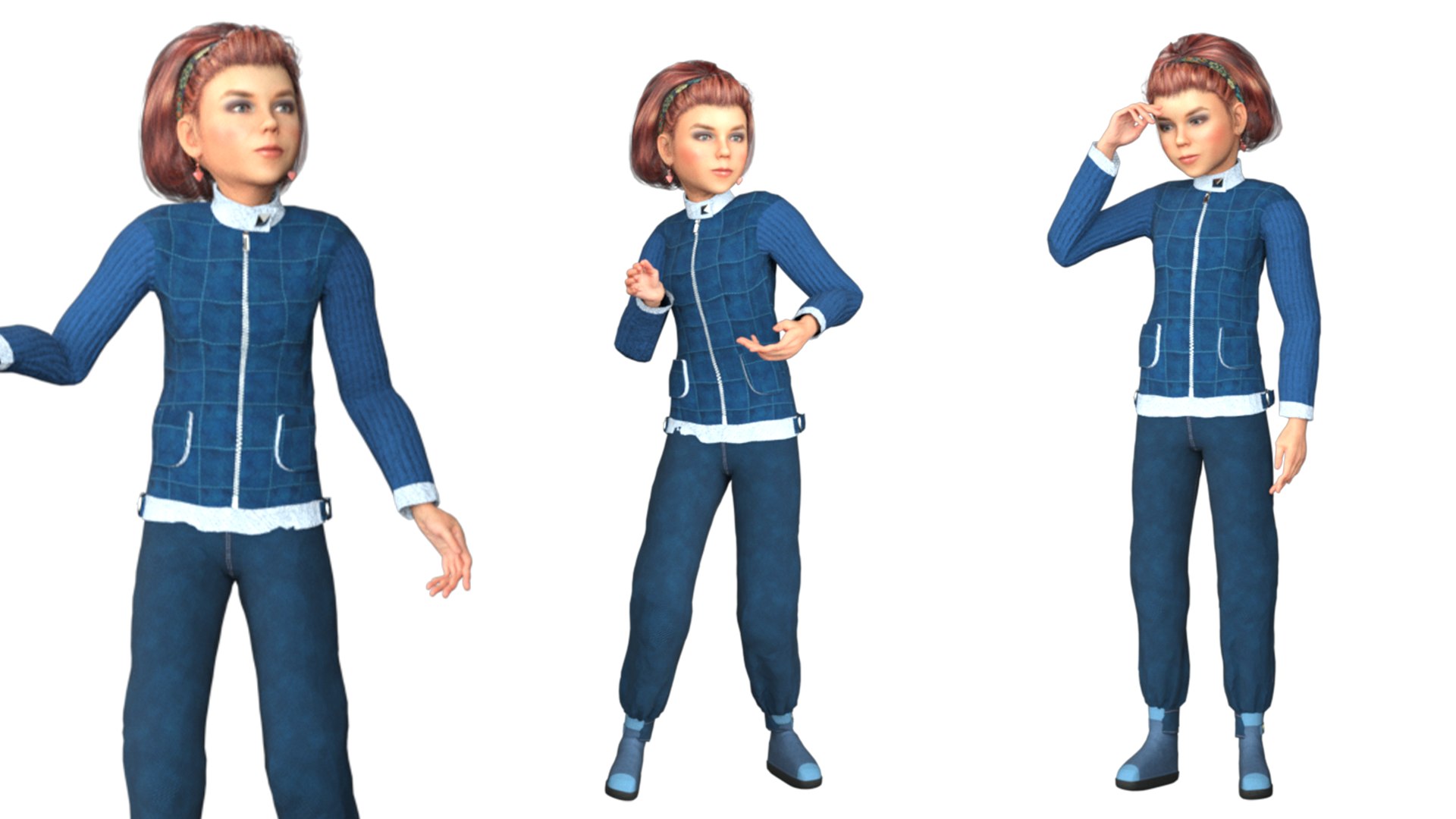 Realistic Rigged Little Style Girl-Sandy Character 3D Model 3D Model ...