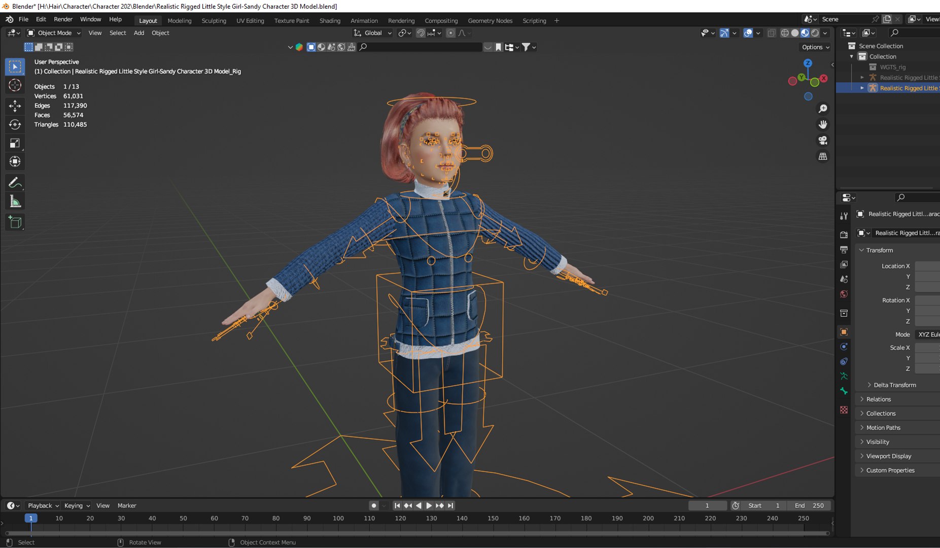 Realistic Rigged Little Style Girl-Sandy Character 3D Model 3D Model ...