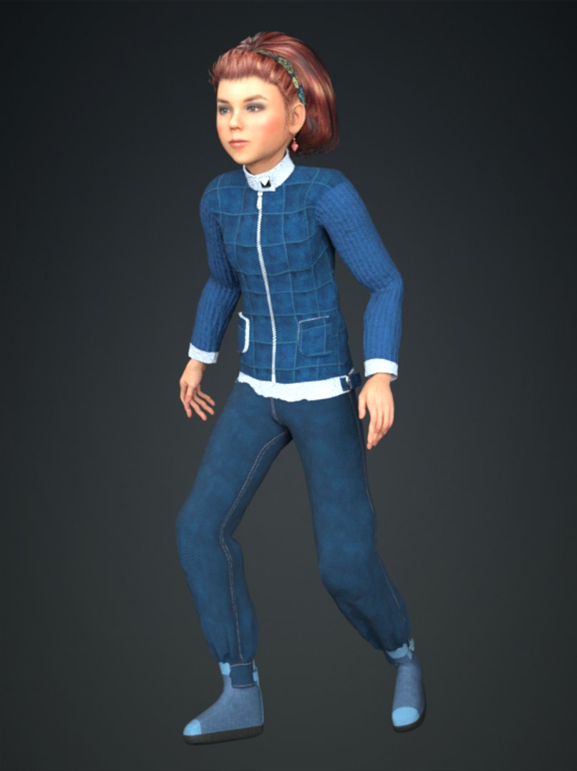 Realistic Rigged Little Style Girl-Sandy Character 3D Model 3D Model ...