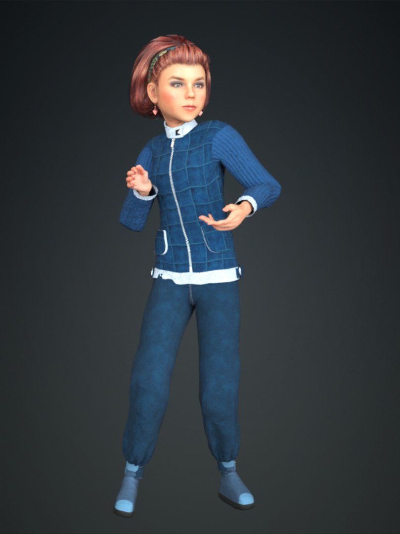 Realistic Rigged Little Style Girl-Sandy Character 3D Model 3D Model ...