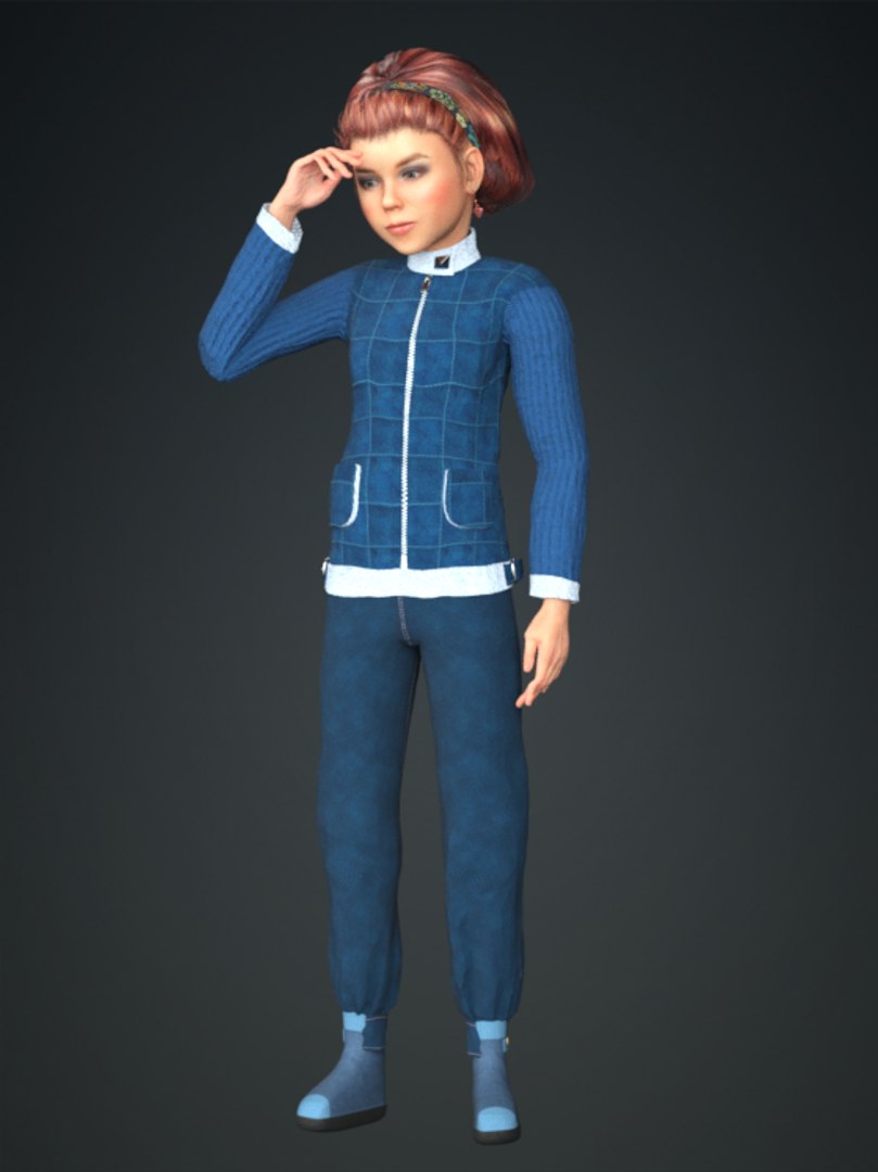 Realistic Rigged Little Style Girl-Sandy Character 3D Model 3D Model ...