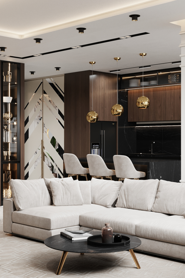 Cena Interior do apartamento moderno e Corona Render Modelo 3D ...