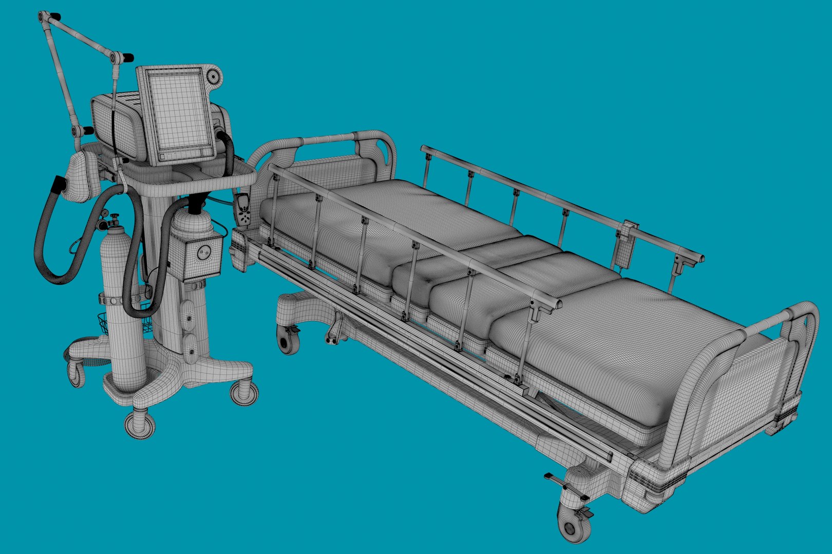 Hospital Ventilator Bed Model - TurboSquid 1548612