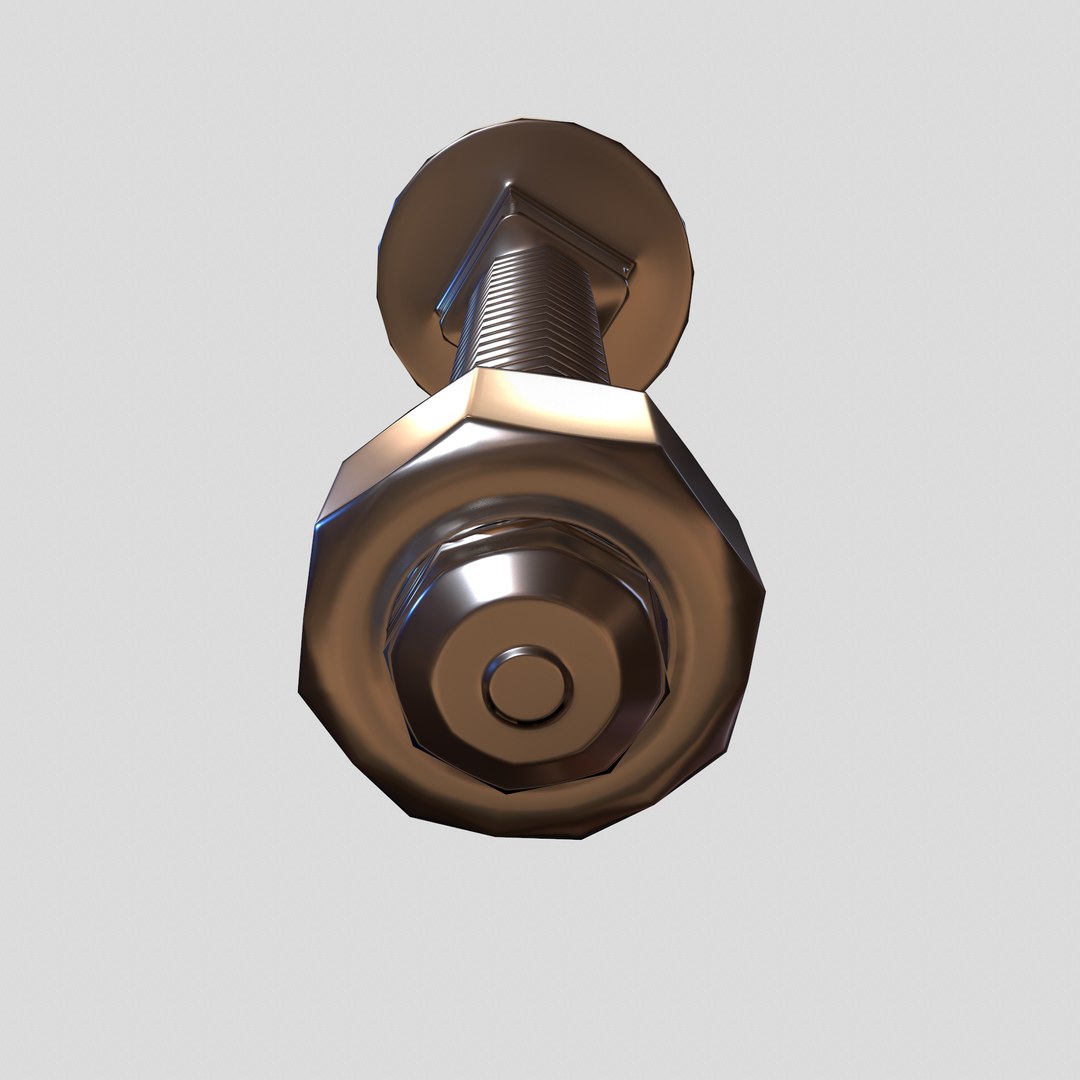 3D Flat Bolt Nut 6 Model - TurboSquid 1542390