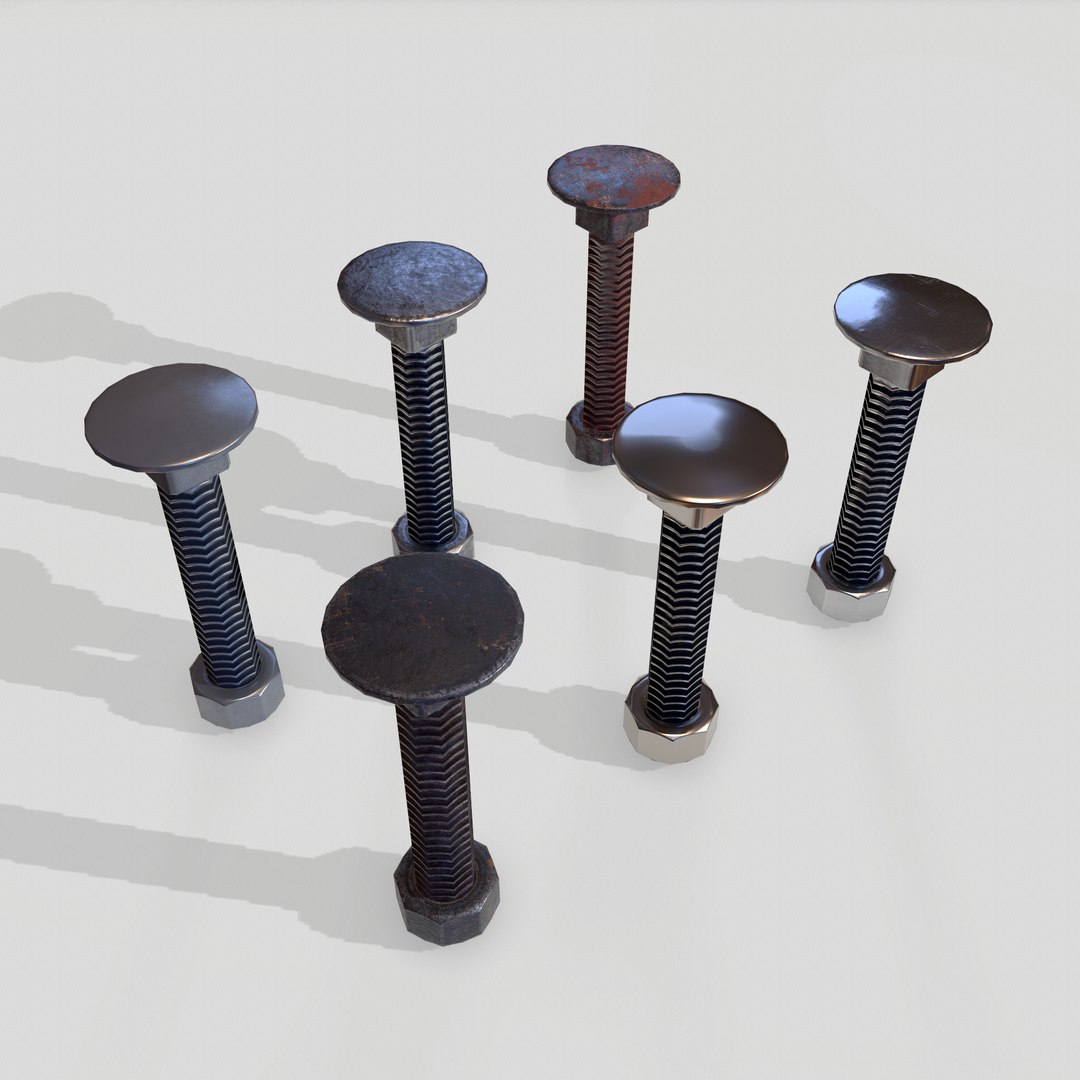 3D flat bolt nut 6 model - TurboSquid 1542390