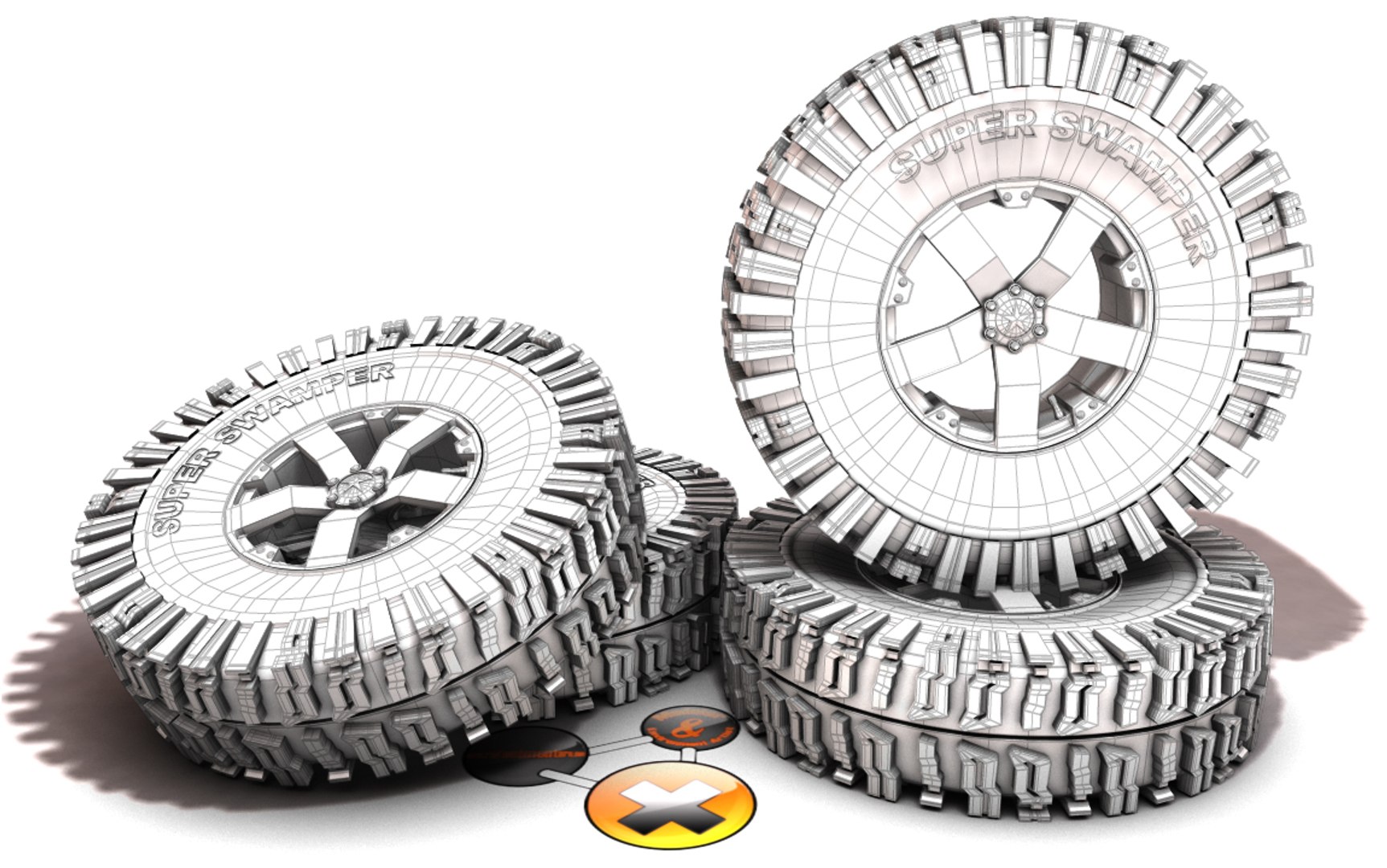 3d Tires Super Swamper Bogger Model