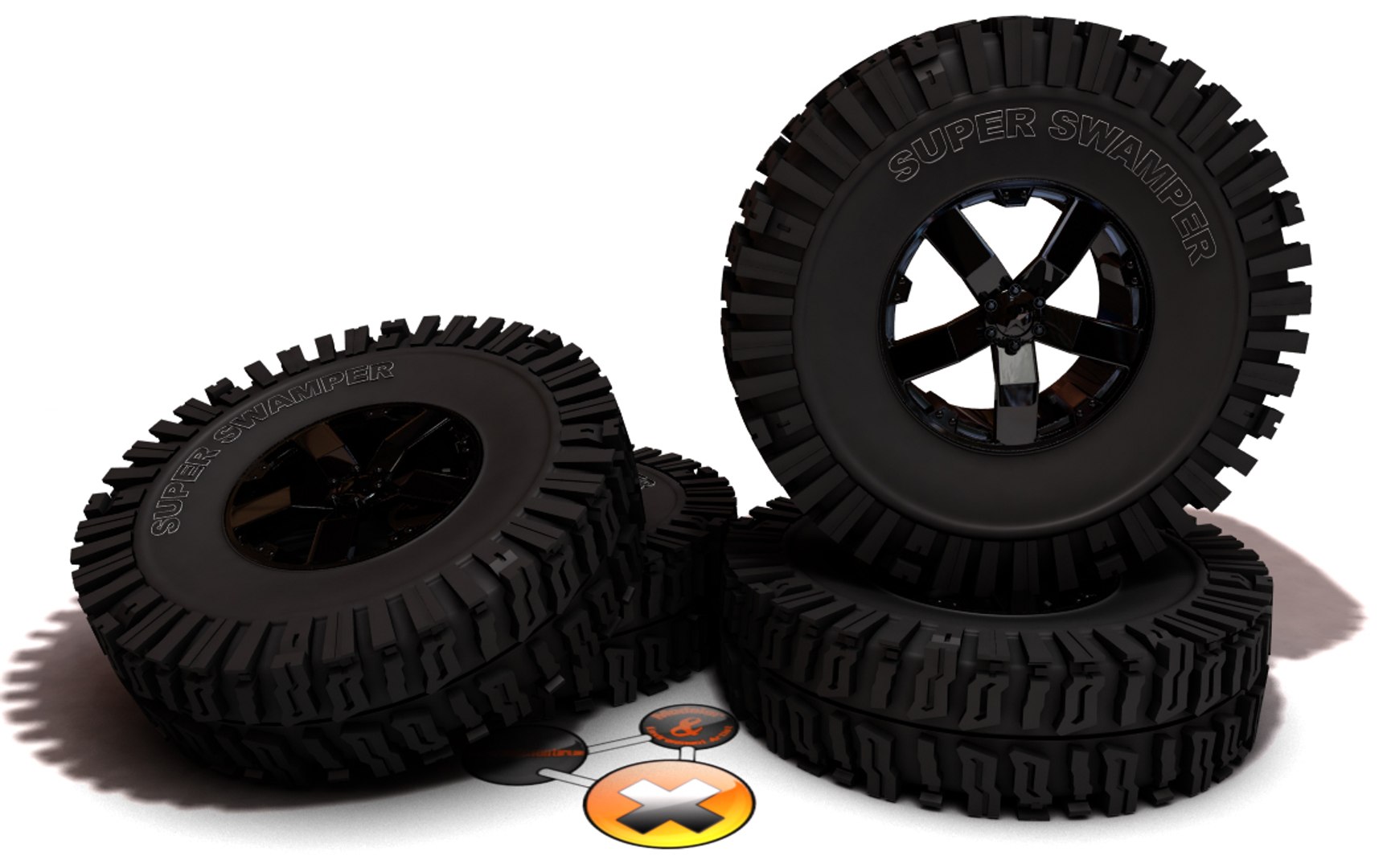 3d Tires Super Swamper Bogger Model
