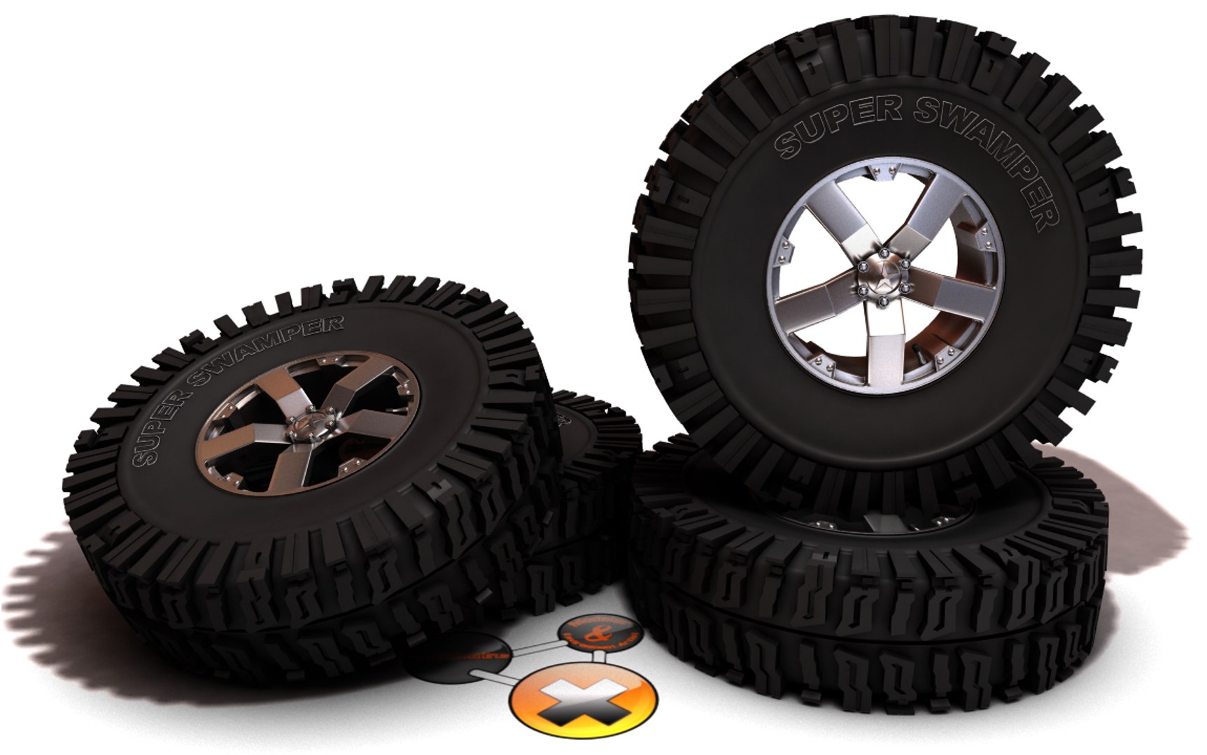 3d Tires Super Swamper Bogger Model