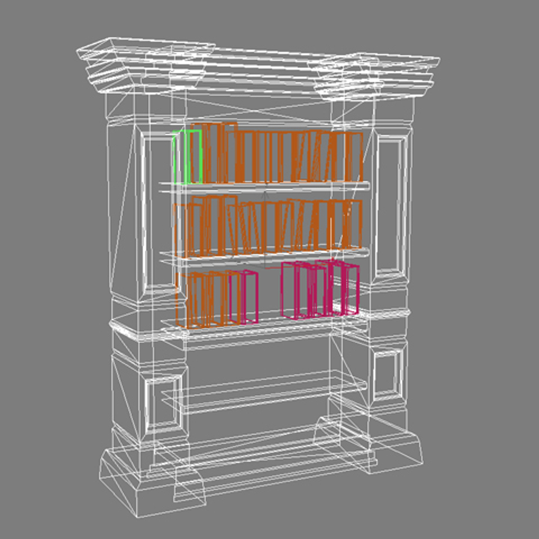 antique bookshelf old books 3d model