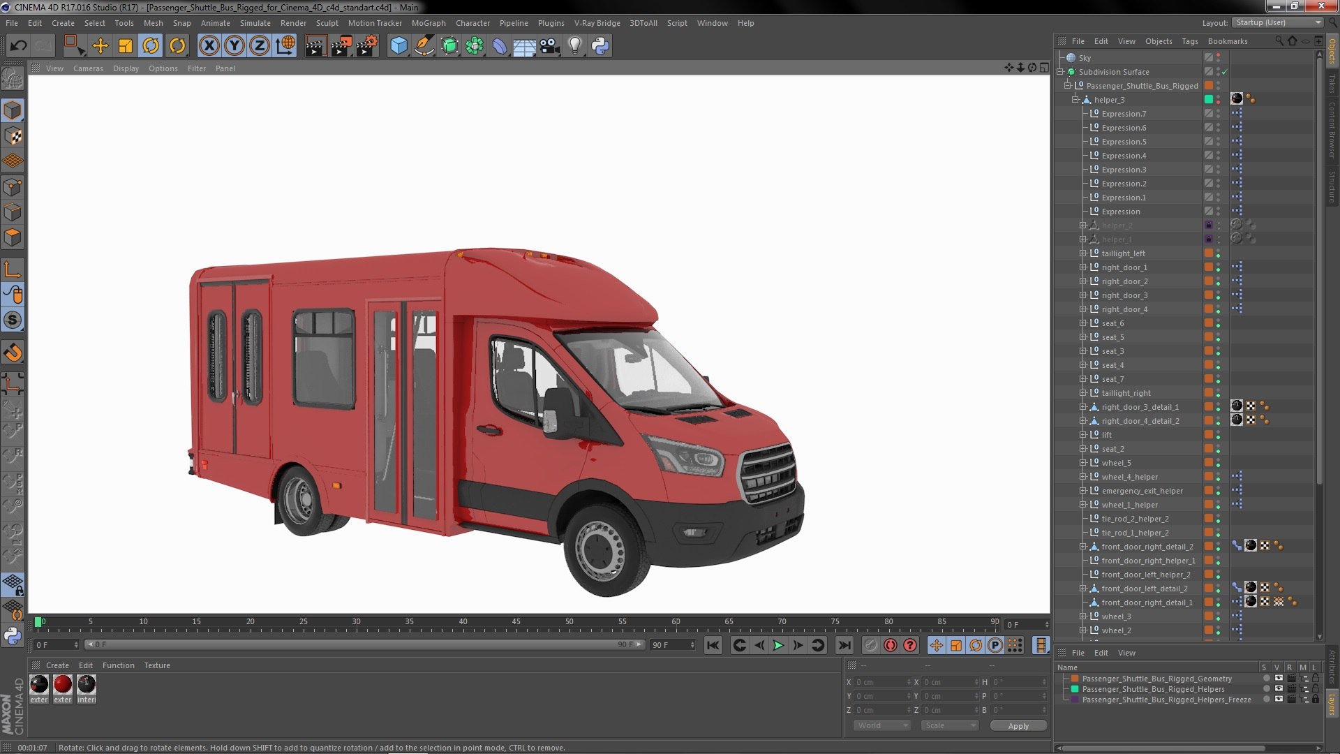 Passenger Shuttle Bus Rigged For Cinema 4D 3D - TurboSquid 2052117
