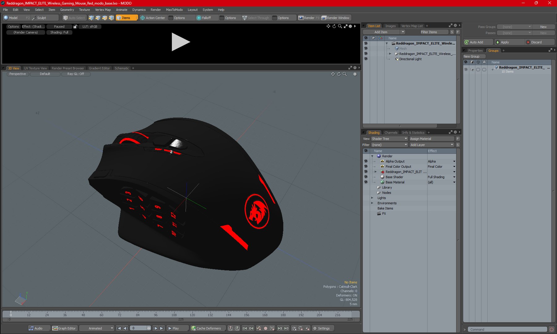 Reddragon IMPACT ELITE Wireless Gaming Mouse Red Model - TurboSquid 2099698