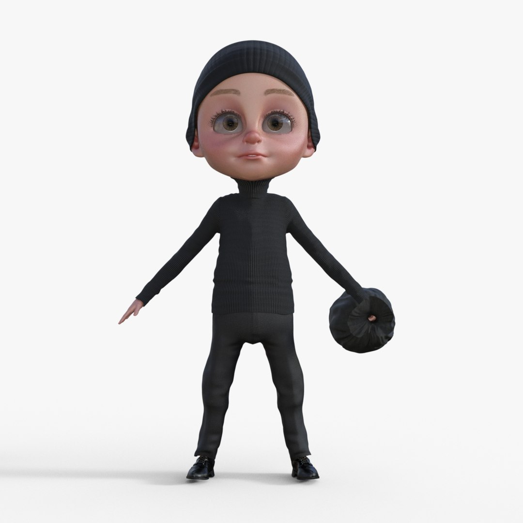 3D Cartoon Thief Boy - TurboSquid 2145670