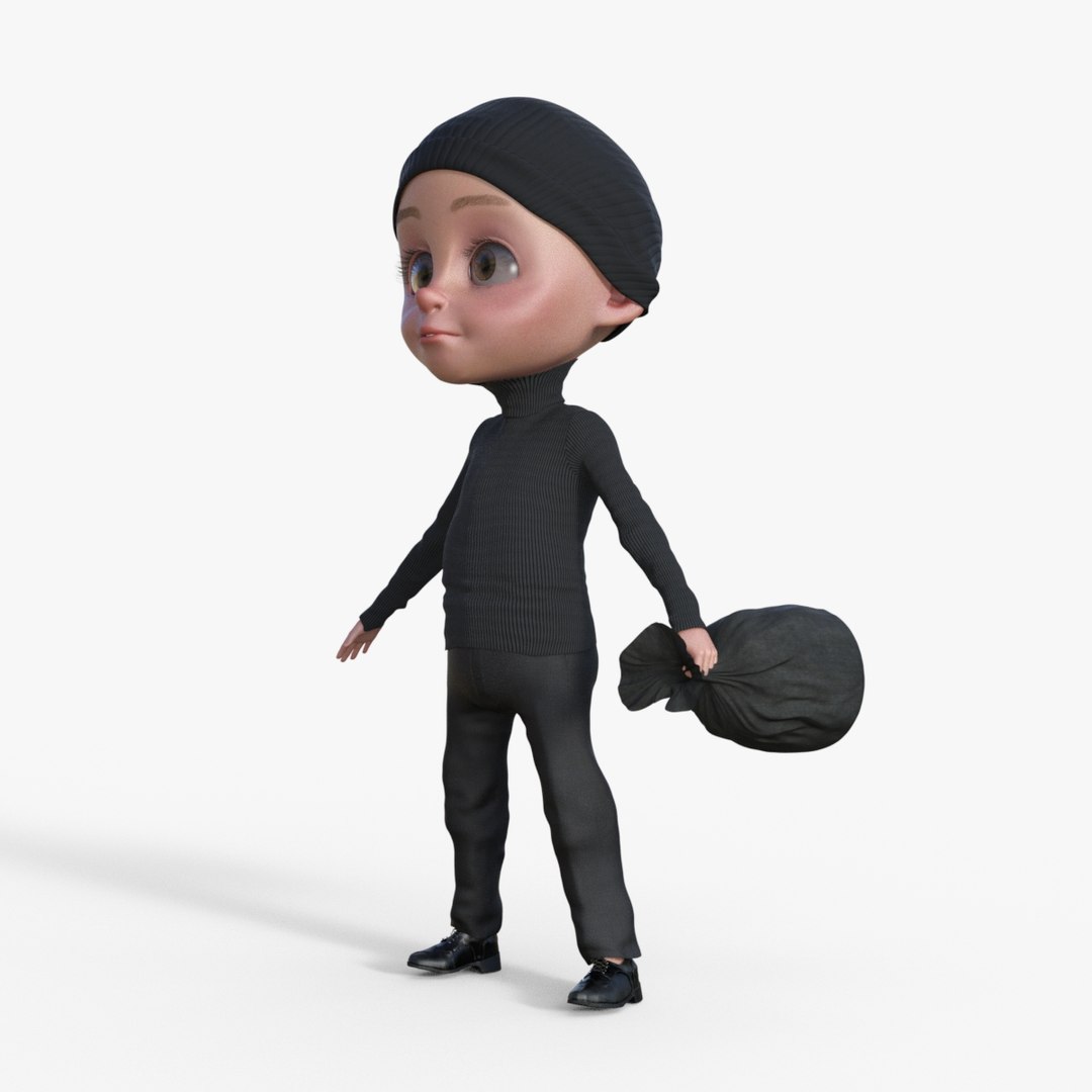 3D Cartoon Thief Boy - TurboSquid 2145670