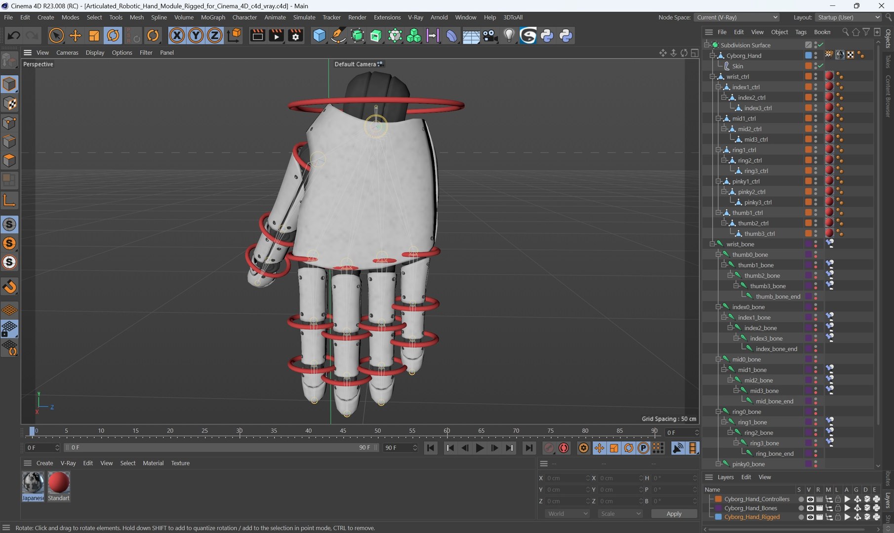 3D Model Articulated Robotic Hand Module Rigged For Cinema 4D ...