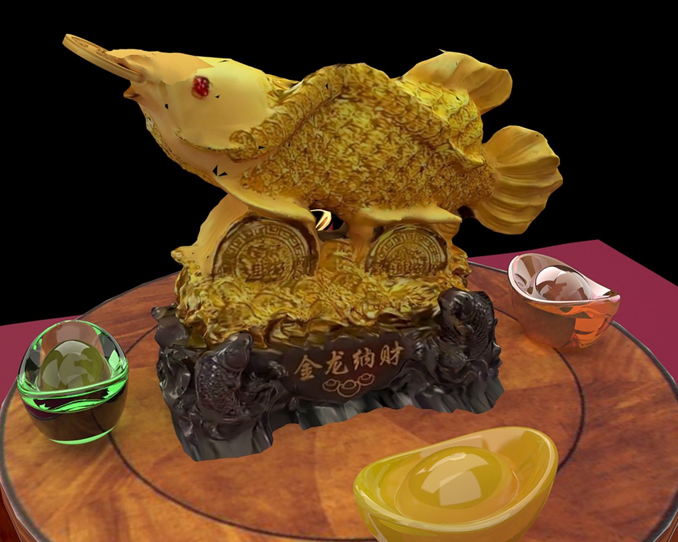 3D Model Chinese Golden Fish Statue - TurboSquid 2236555