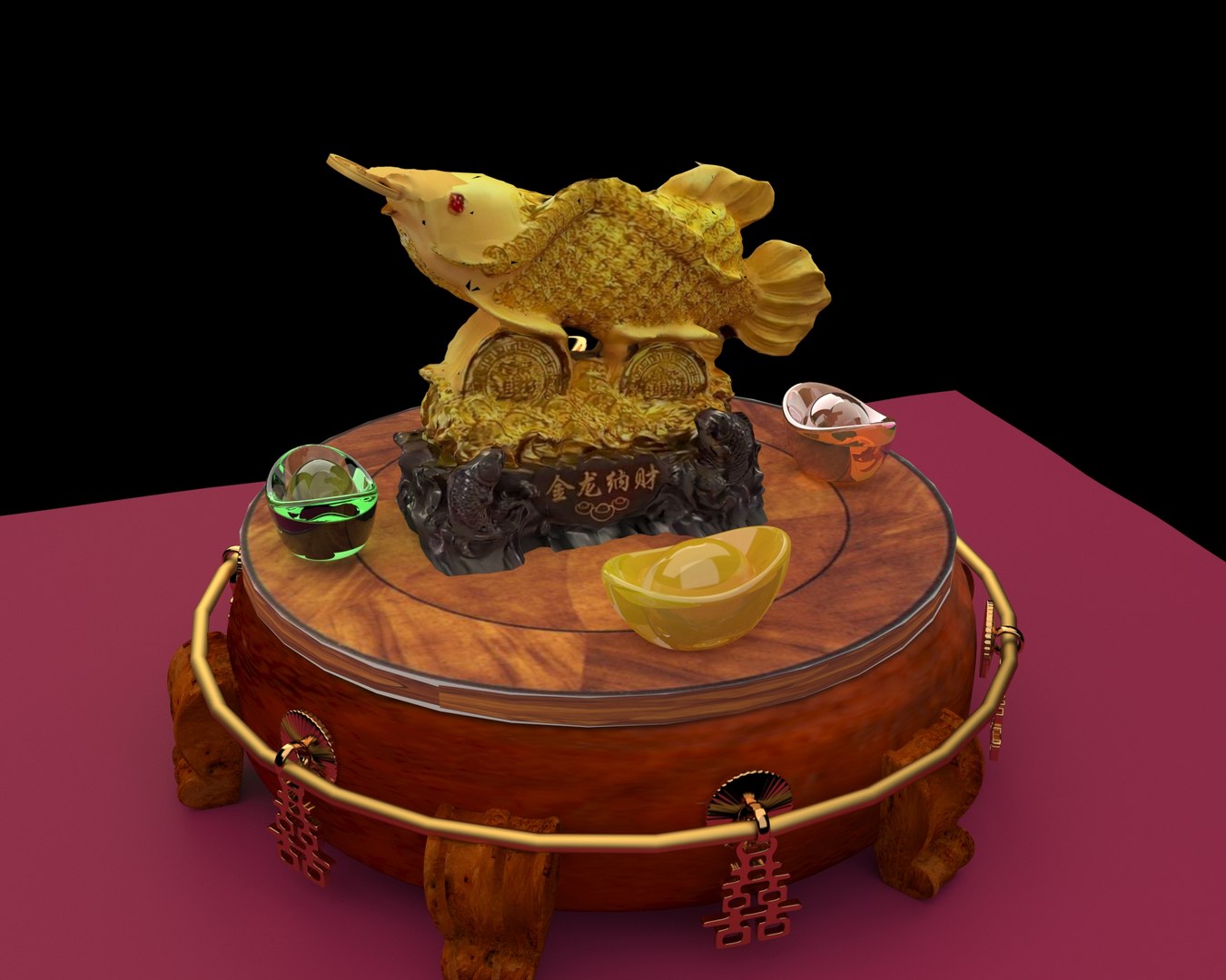 3D Model Chinese Golden Fish Statue - TurboSquid 2236555