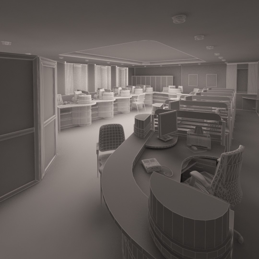 3d Bank Interior Furniture