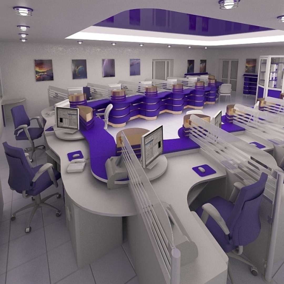 3d Bank Interior Furniture