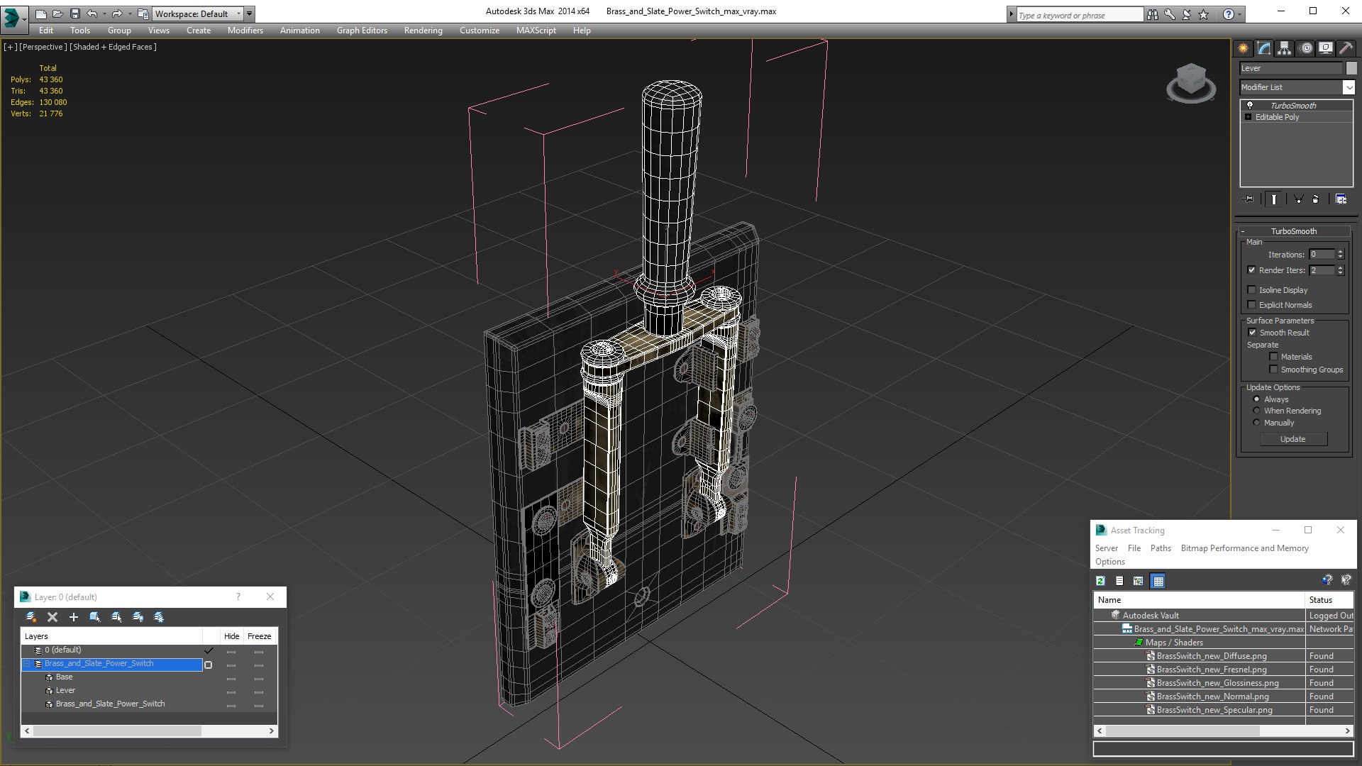 3D Brass and Slate Power Switch - TurboSquid 2047651