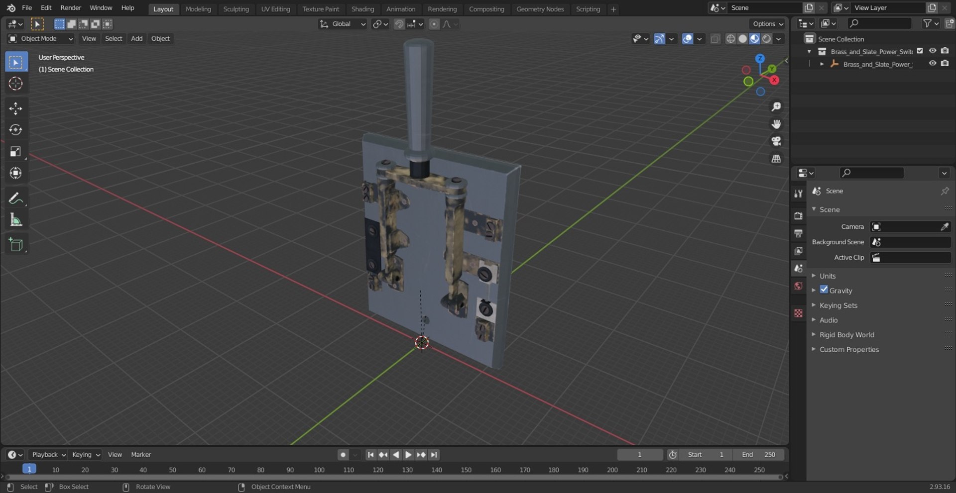 3D Brass and Slate Power Switch - TurboSquid 2047651