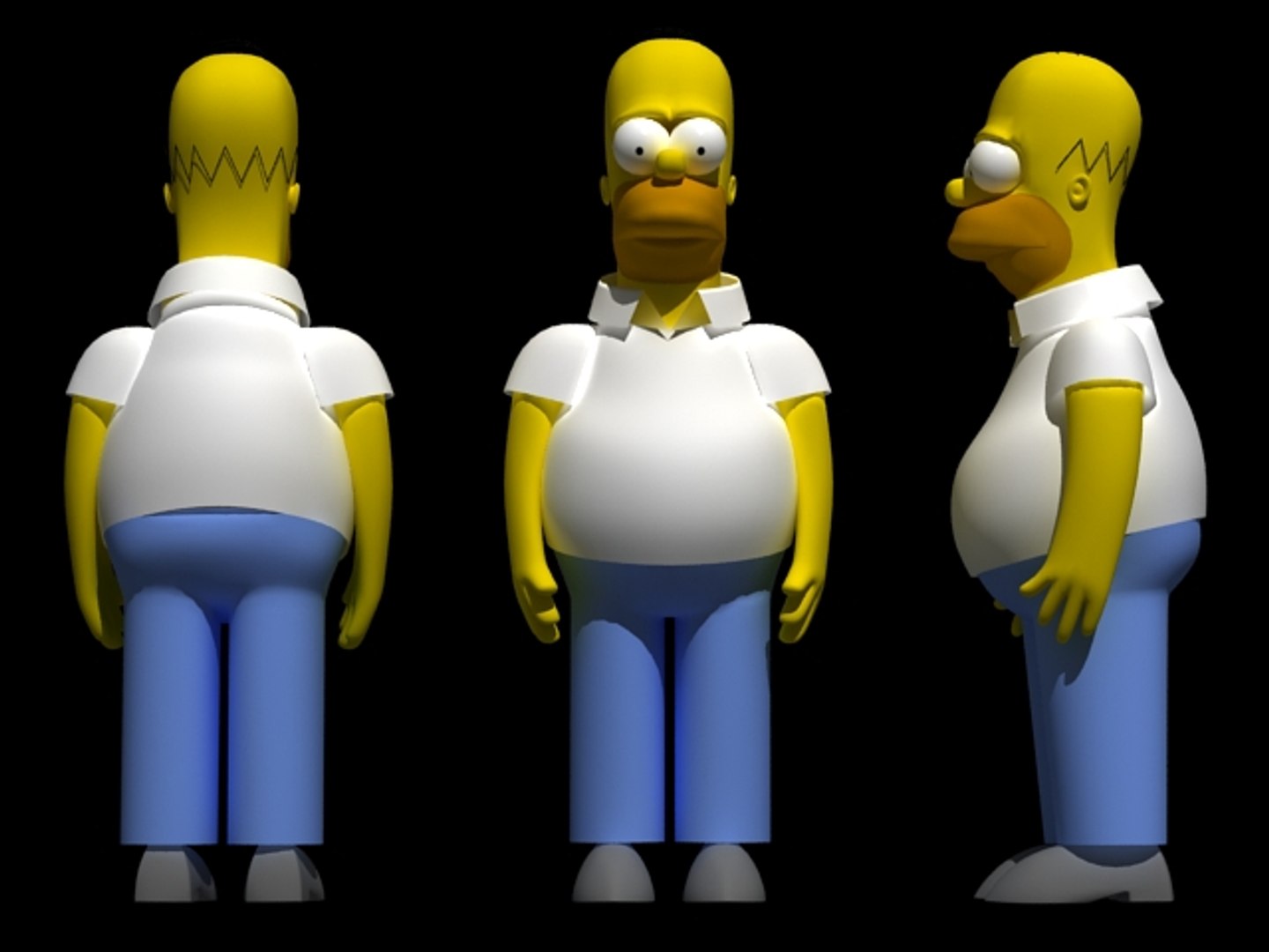 3d Homer Simpson Rigged Biped Model