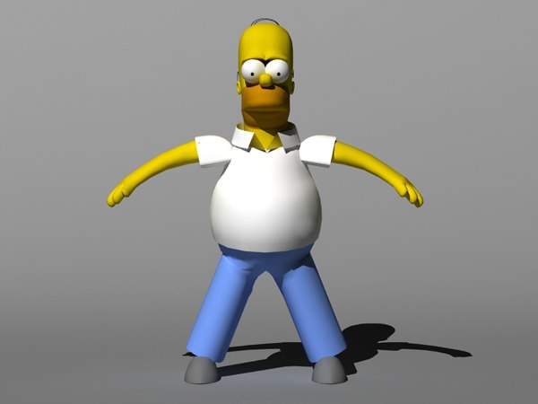 3d homer simpson rigged biped model