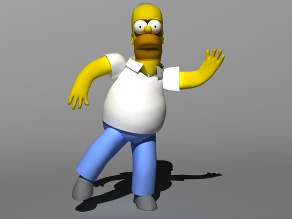 3d homer simpson rigged biped model