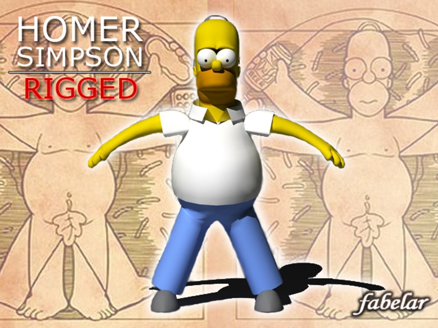 3d Homer Simpson Rigged Biped Model