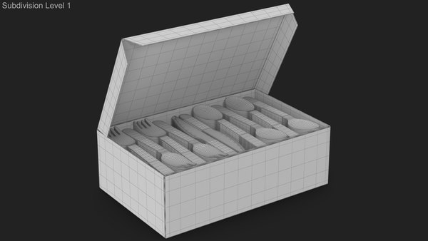 Wooden cutlery set box 3D model - TurboSquid 1703224