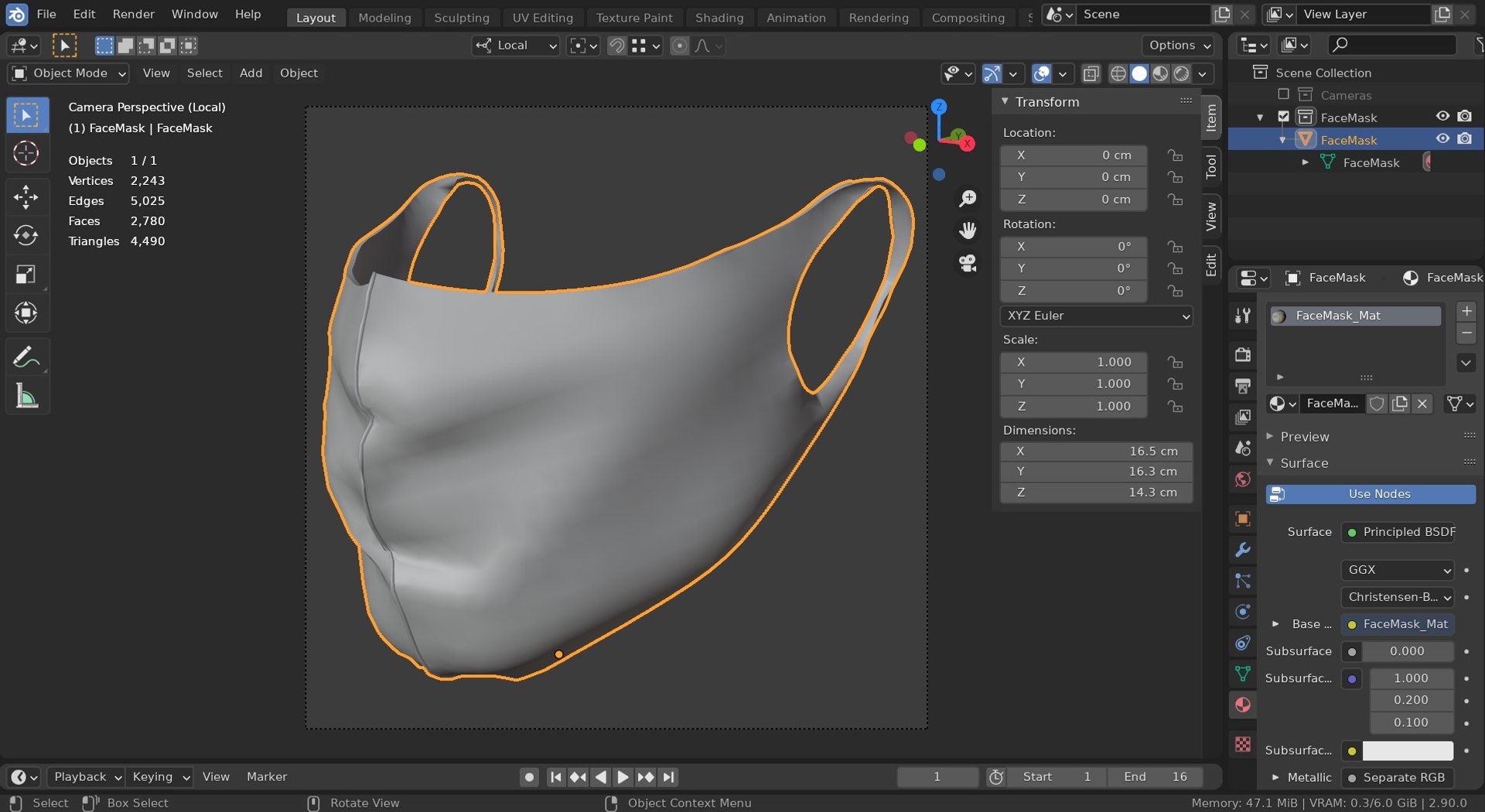 Worn Face Mask 3D - TurboSquid 1621818