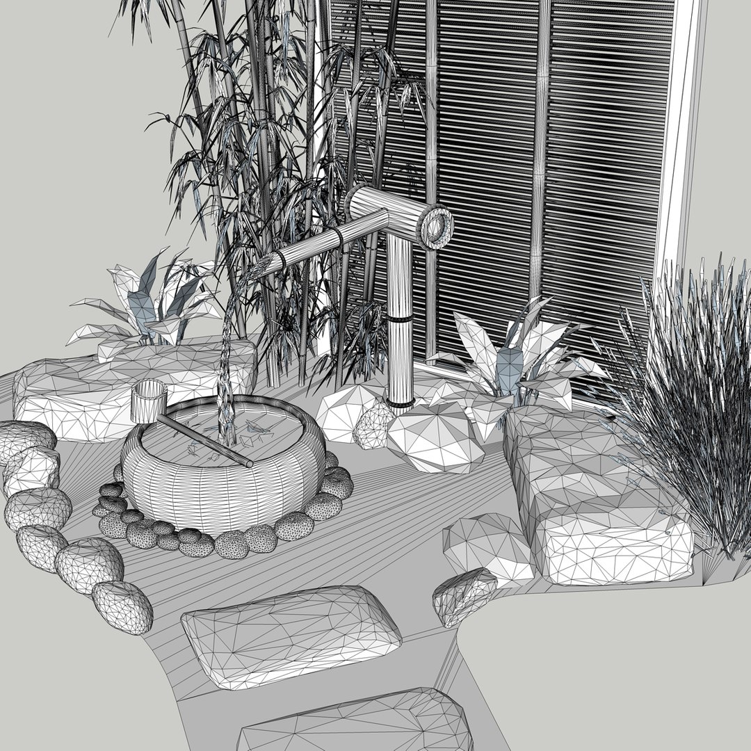 3d Model Water Basin Tsukubai Gardens