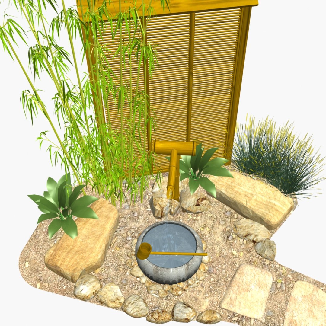 3d Model Water Basin Tsukubai Gardens